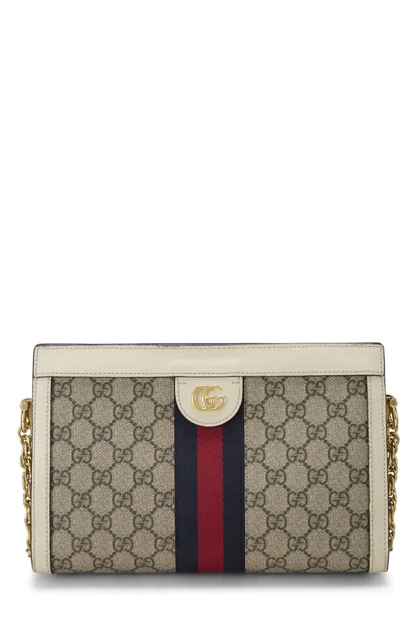 Gucci Gg Supreme Canvas Ophidia Shoulder Bag - White