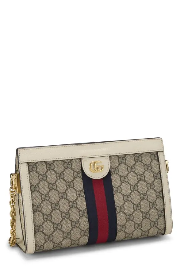 Gucci Gg Supreme Canvas Ophidia Shoulder Bag - White