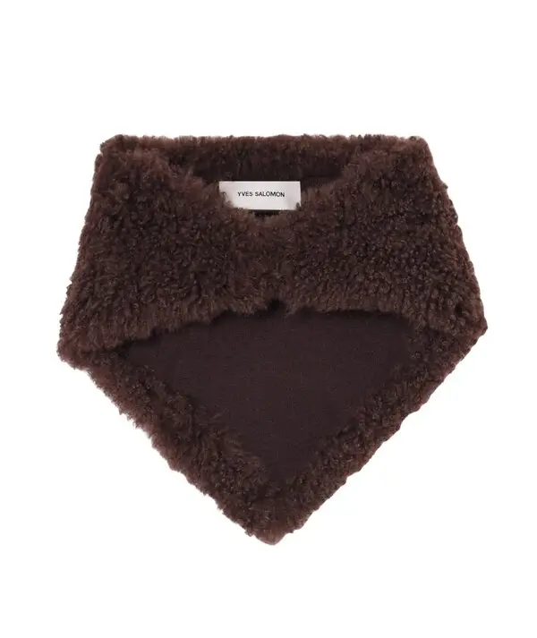 YVES SALOMON Shearling And Wool Scarf - Brown