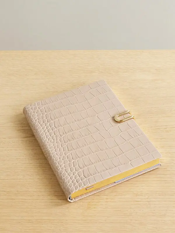 Smythson Soho Croc-effect Leather Notebook - Neutrals