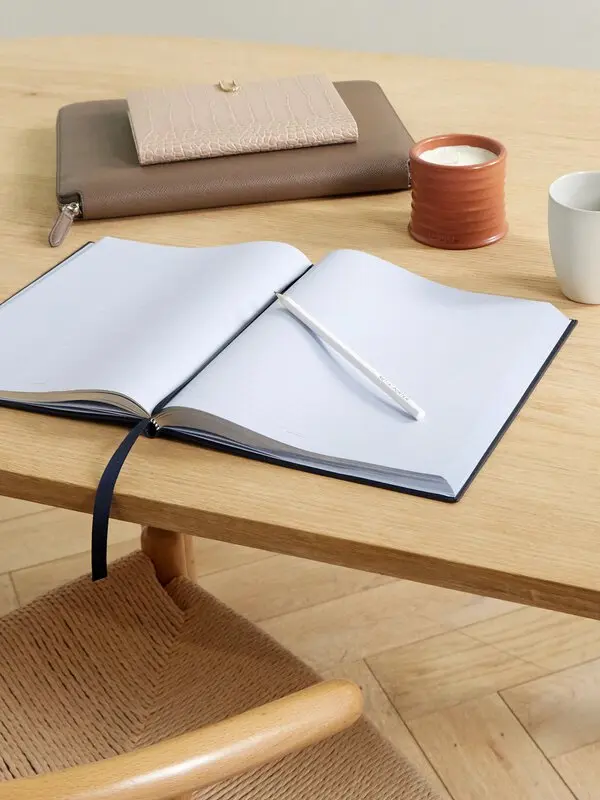 Smythson Portobello Ludlow Textured-leather Notebook - Blue