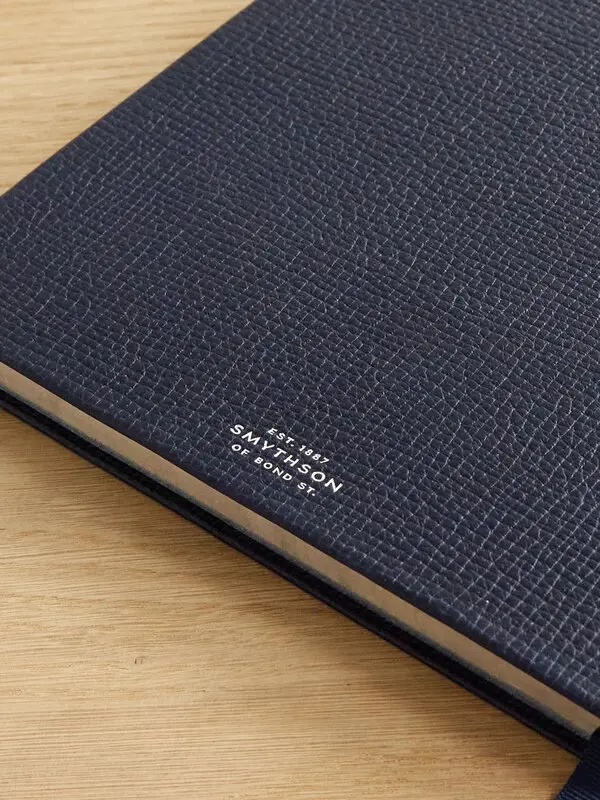 Smythson Portobello Ludlow Textured-leather Notebook - Blue