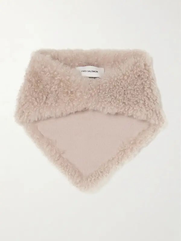 YVES SALOMON Shearling And Wool Scarf - Neutrals