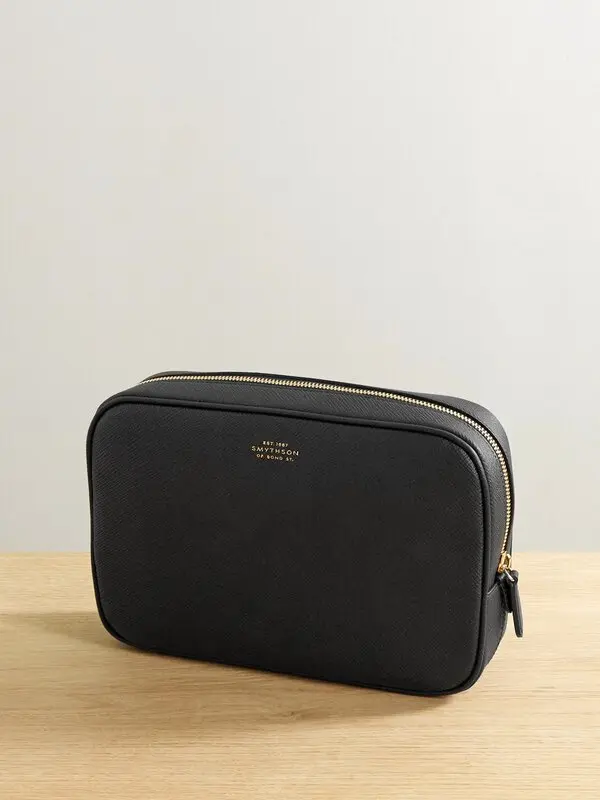 Smythson Panama Organiser Tech Textured-leather Pouch - Black