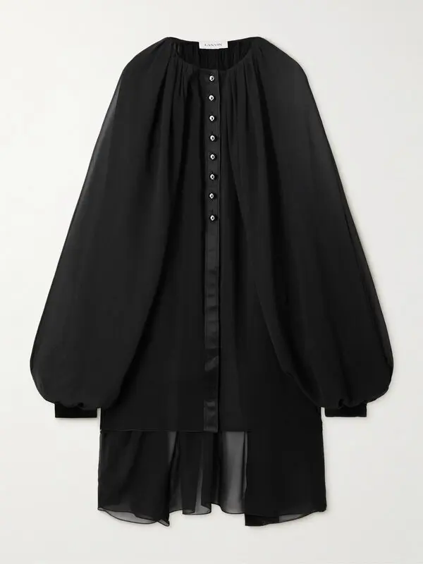 LANVIN Layered Gathered Silk-chiffon Tunic