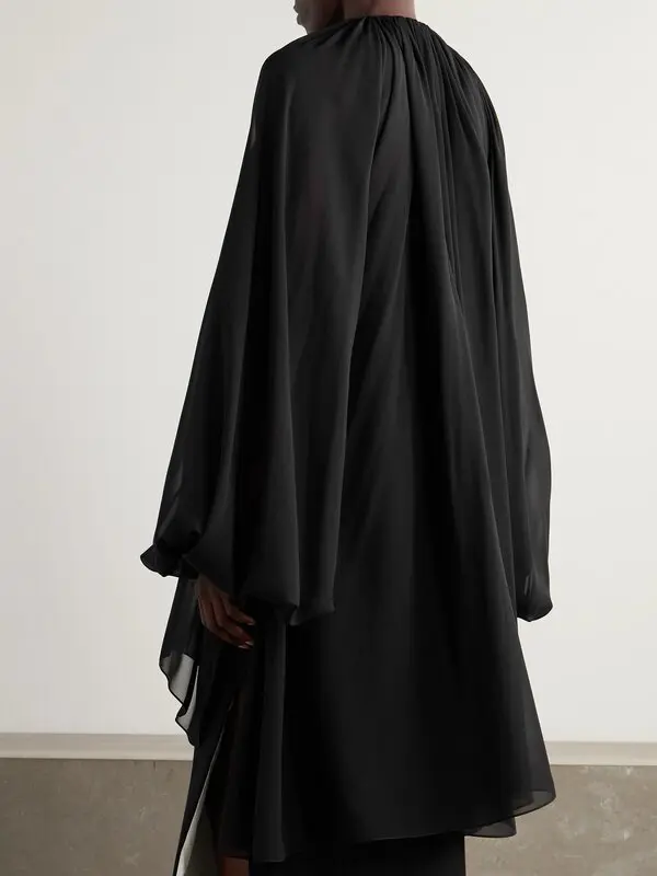 LANVIN Layered Gathered Silk-chiffon Tunic