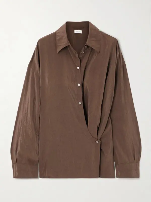 LEMAIRE Twisted Crinkled Silk-blend Wrap Shirt