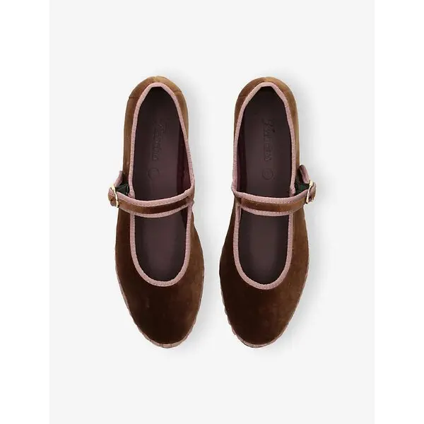 FLABELUS Balthasar Cotton-velvet Ballet Flats - Brown/oth
