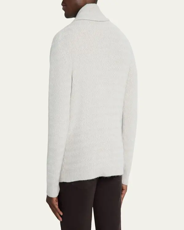 Bergdorf Goodman Cashmere Chevron-knit Cardigan