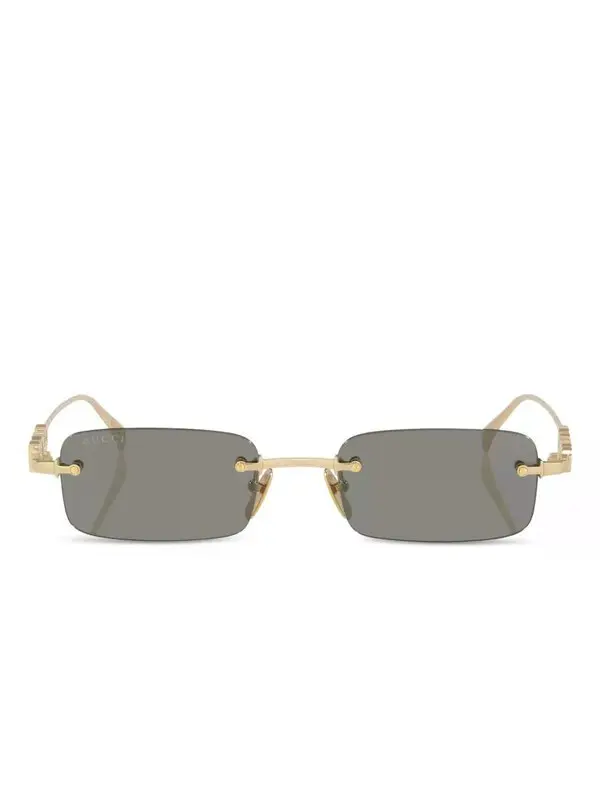 Gucci Logo-detail Rectangle Sunglasses - Gold