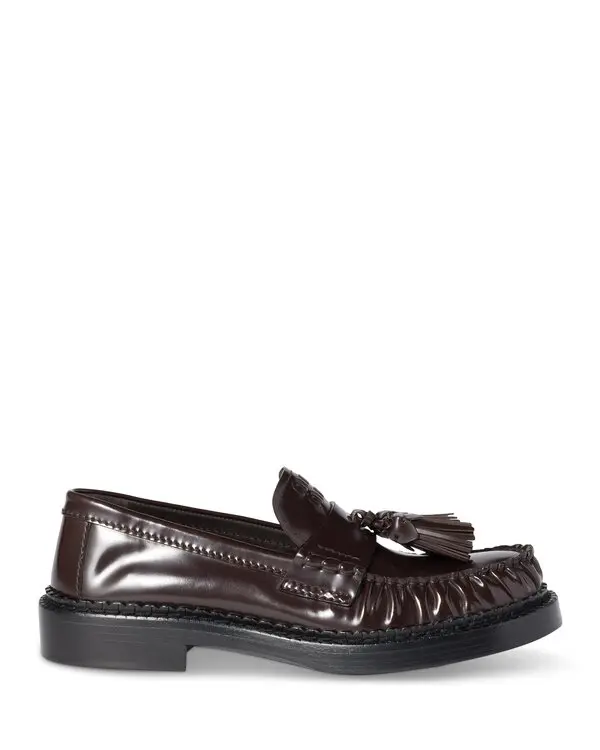 Miu Miu Leather Loafer Flats - Moro
