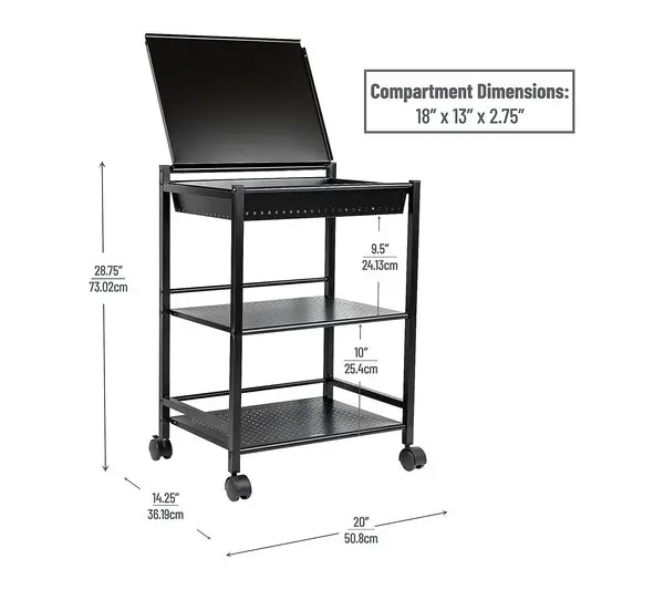 MIND READER Cart With Covered Compartment, Offi Ce Organizer