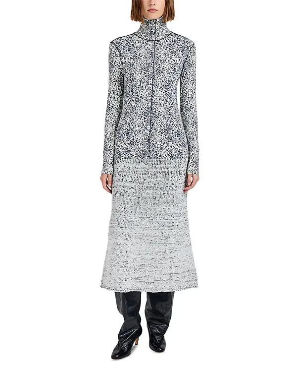 Proenza Schouler White Label Audrey Cheetah Roll Neck Top - Cream Multi