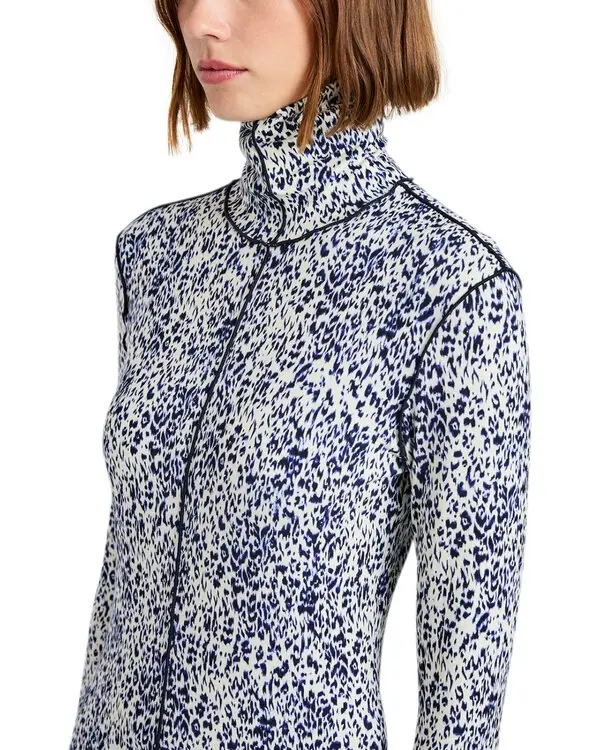 Proenza Schouler White Label Audrey Cheetah Roll Neck Top - Cream Multi