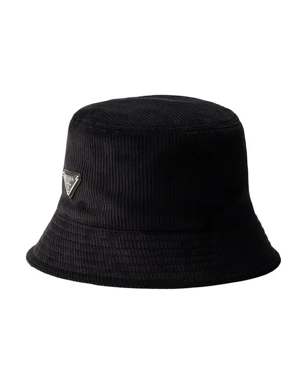 Prada Corduroy Bucket Hat - Black