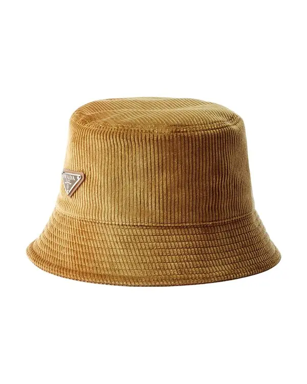 Prada Corduroy Bucket Hat - Yellow