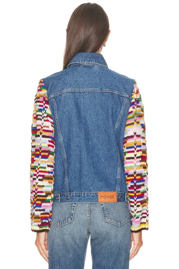 Monse Crochet Sleeves Denim Jacket