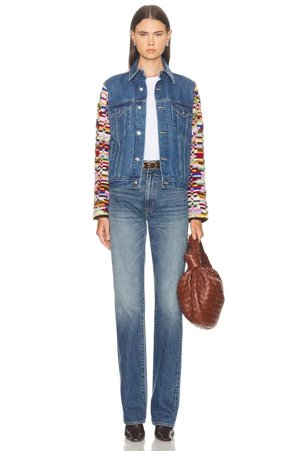 Monse Crochet Sleeves Denim Jacket