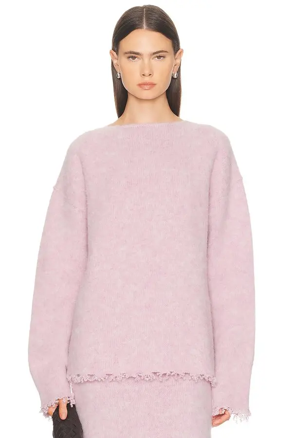JIL SANDER Boat Neck Frayed Edge Sweater - Twilight