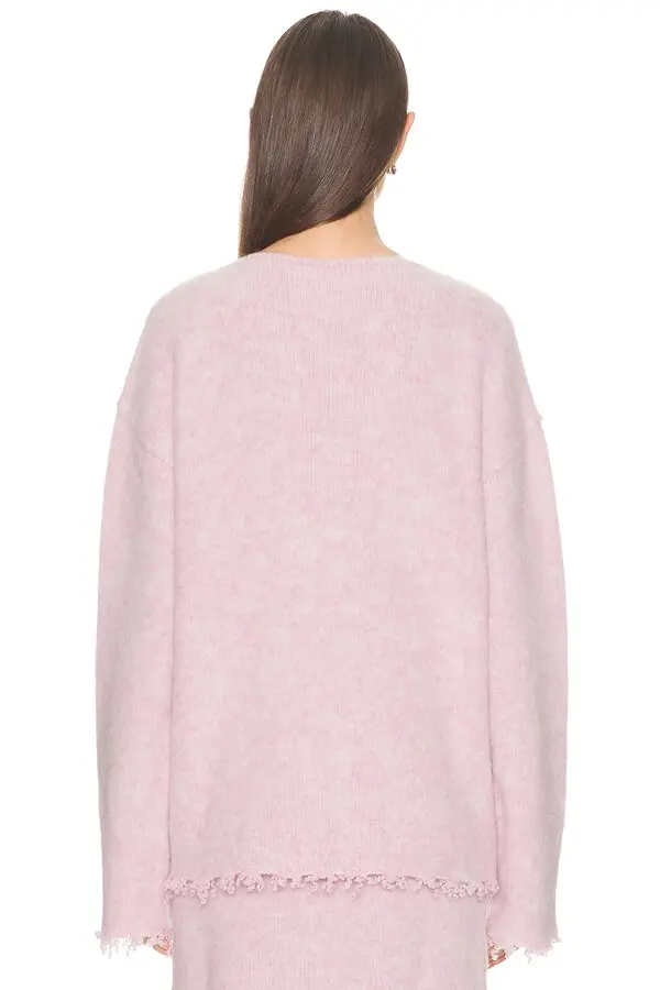JIL SANDER Boat Neck Frayed Edge Sweater - Twilight