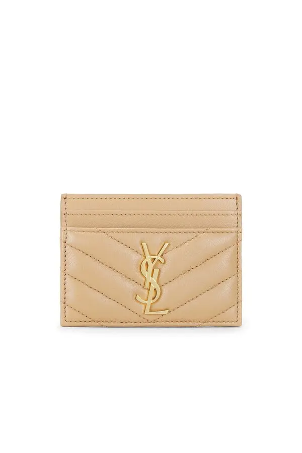 Saint Laurent Credit Card Case In Tan - Natural Tan