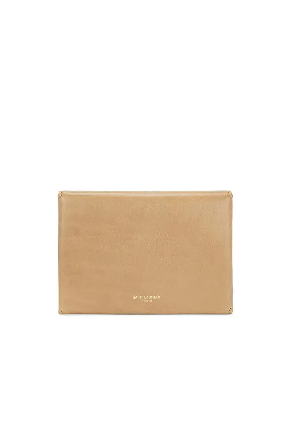 Saint Laurent Passport Case In Tan - Natural Tan