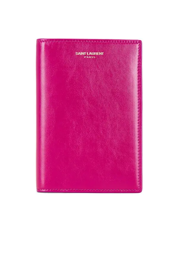 Saint Laurent Passport Case In Pink - Deep Magenta