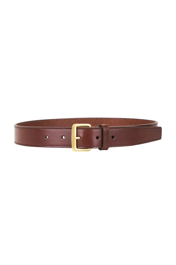 Saint Laurent Vegan Leather Belt With Gold-tone Buckle - Burnt Chocolate