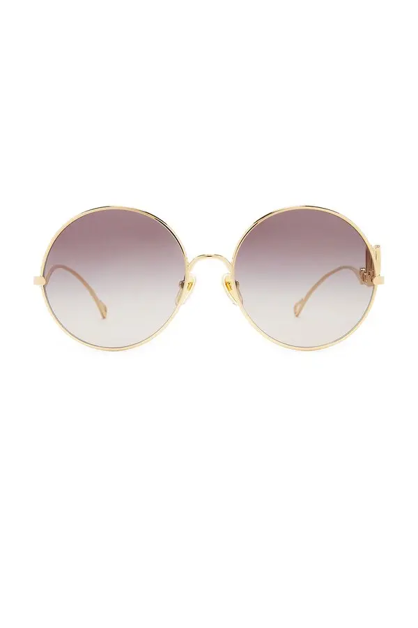 Chloé Iconic Round Frame Sunglasses - Gold & Grey