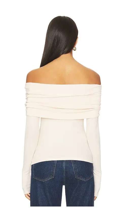 Enza Costa Silk Ribbed Off-shoulder Top - Fawn