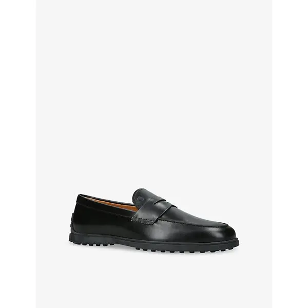 TOD'S Gomma Leather Loafers - Black