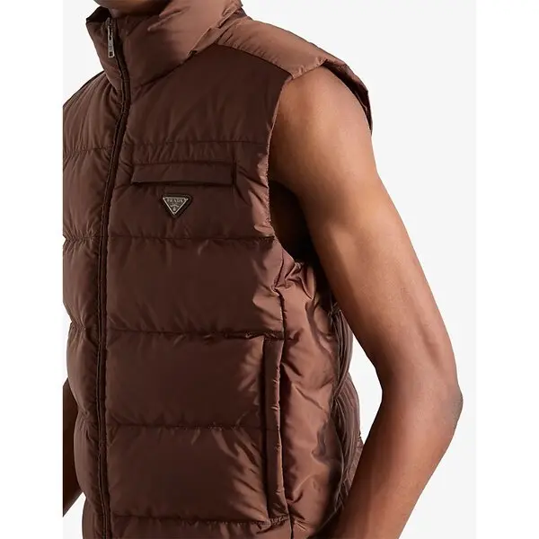 Prada Re-nylon Quilted Woven Gilet - Brown