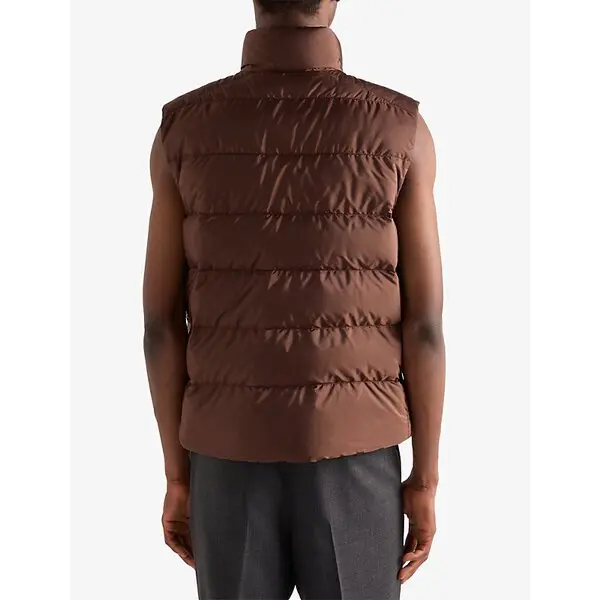 Prada Re-nylon Quilted Woven Gilet - Brown