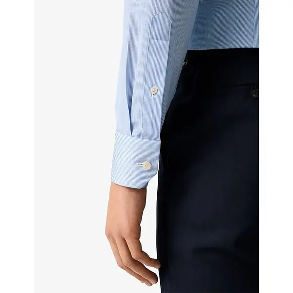 knee length flare dress Slim Fit Solid Signature Twill Dress Shirt in Off-White - Single Cuff main image 0