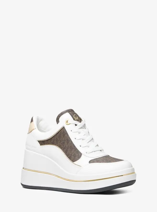 Michael Kors Emmy Signature Logo Wedge Trainers - Brown