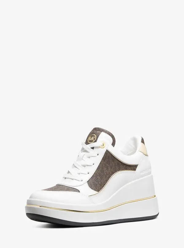 Michael Kors Emmy Signature Logo Wedge Trainers - Brown