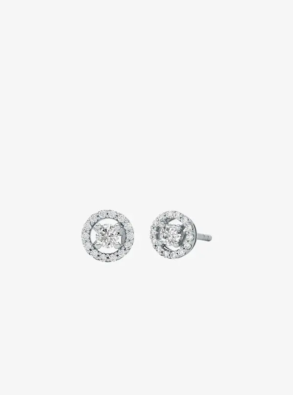 Michael Kors Precious Metal-plated Sterling Pavé Halo Stud Earrings - Silver