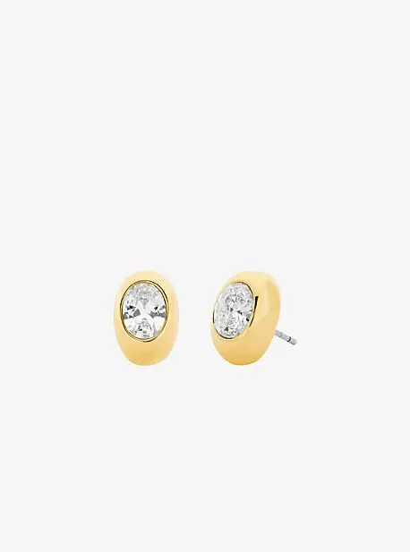 Michael Kors Oval Stone Stud Earrings - Gold