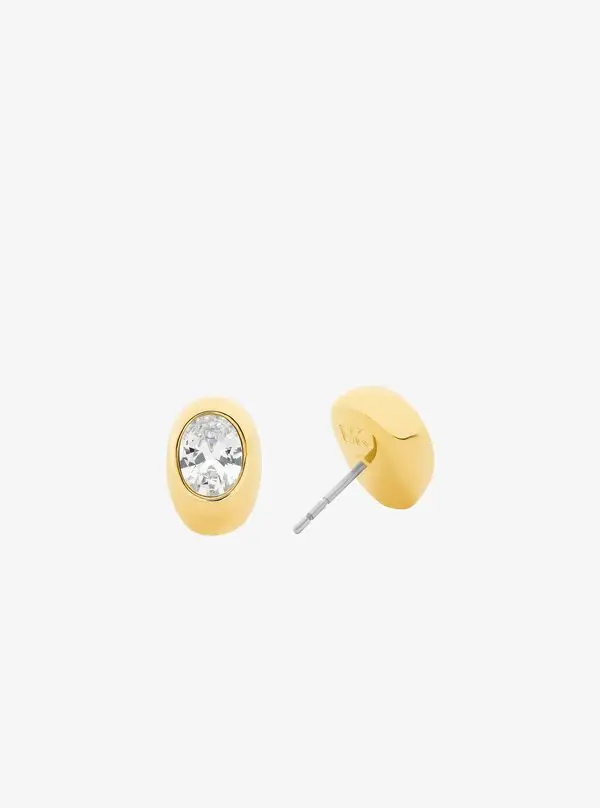 Michael Kors Oval Stone Stud Earrings - Gold