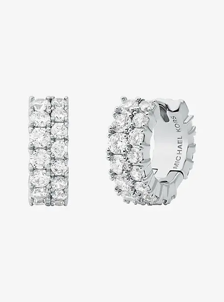 Michael Kors Double Pavé Huggie Earrings - Silver