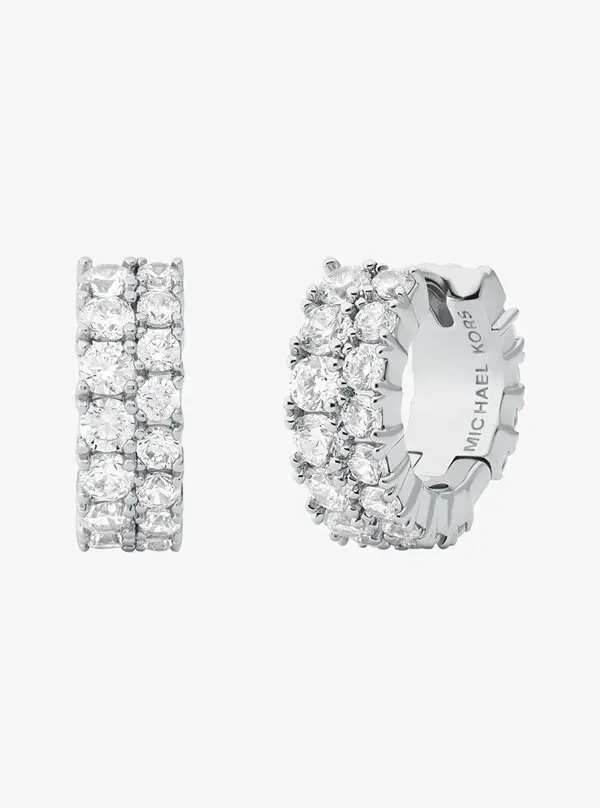 Michael Kors Double Pavé Huggie Earrings - Silver