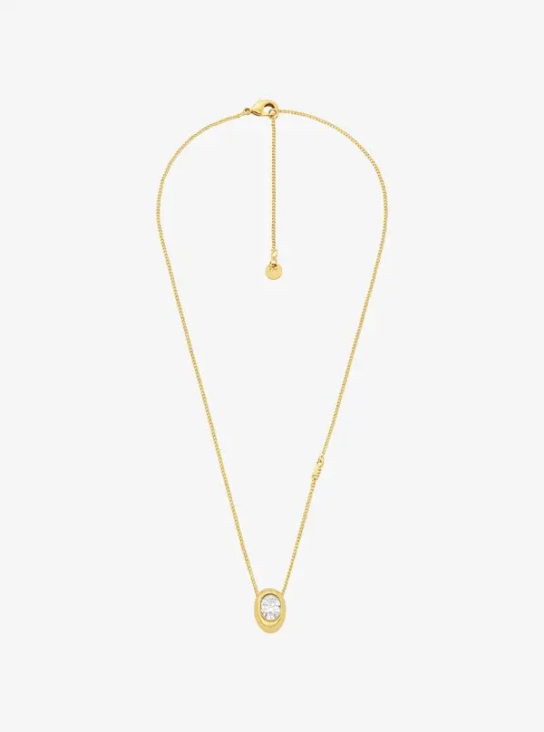 Michael Kors Oval Cubic Zirconia Pendant Necklace - Gold