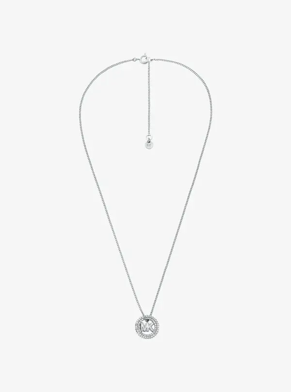 Michael Kors Pavé And Logo Charm Two-tone Necklace - Silver
