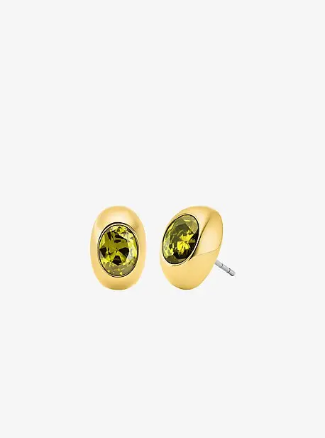 Michael Kors Oval Stone Stud Earrings - Gold