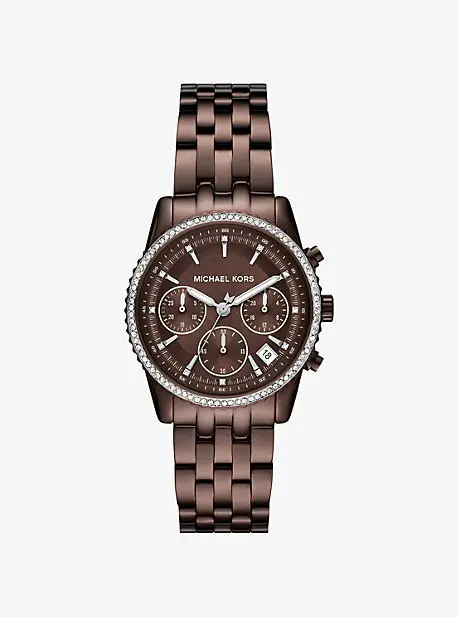 Michael Kors Pave Studded Mini Bryant Watch - Brown
