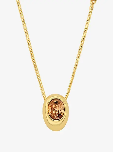 Michael Kors Cubic Zirconia Pendant Necklace - Gold