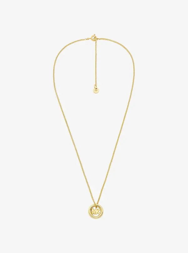 Michael Kors Logo Charm Pendant Necklace - Gold