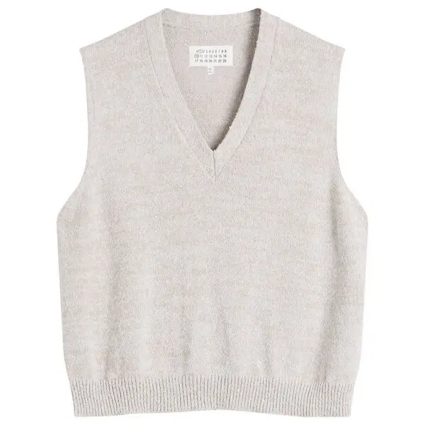 MAISON MARGIELA V-neck Knitted Vest - Ice Blue/beige