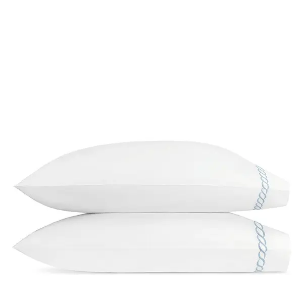 MATOUK Classic Chain King Pillow Case, Pair - Light Blue