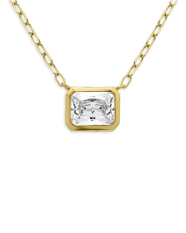 Aqua 18k Over Sterling Octagon Zirconia Necklace - Gold